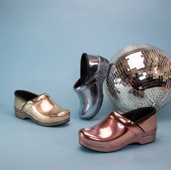 Dansko | Shoes | Dansko Gold Chrome Clogs Pro Nurse Medical Womens ...